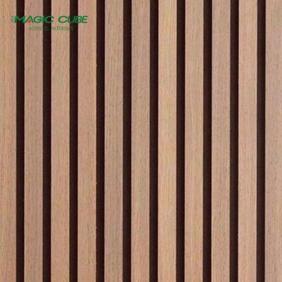 China 21mm Thick Acupanel Walnut Wood Slat Wall Panel With Black Acoustic Tissue Behind for sale