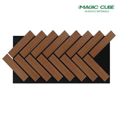 China Wooden Acoustic Wall Panels Wood Slat Wall Panel With PET Fiber Acoustic Panel For Apartment Hotel Home Akupanel for sale