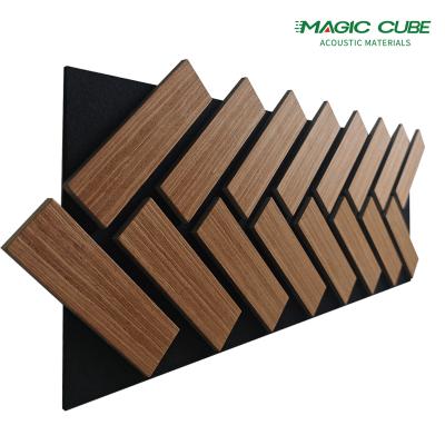 China Wooden Acoustic Wall Panels Wood Slat Wall Panel With PET Fiber Acoustic Panel For Apartment Hotel Home Akupanel for sale