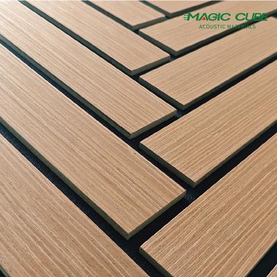 China Walnut Wood Slat Acoustic Panel with Polyester Acoustic Wall Panels For Apartment Music Studios for sale