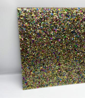 China Het kleurrijke Chunky Flakes Glitter Cast Acrylic-Blad voor Laser sneed Dikke 4mm Te koop