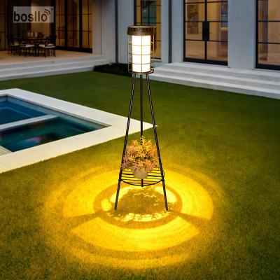 China Lâmpadas de jardim solares de potência dupla Lâmpadas solares de luz branca/quente Luz de metal ABS PVC à venda
