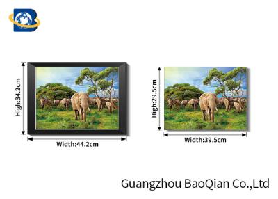 China Flip Effect Lenticular Image 40 x 40 cm , 3D Lenticular Printing Pictures Elephant Theme à venda
