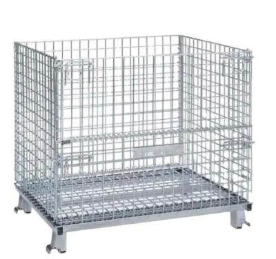 China Collapsible Stack Cargo Storage Industrial Wire Mesh Baskets ,  Cage Logistics Container for sale