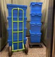 China LARGE LOGISTIC PACKAGING MOVING TOTE BOX PLASTIC NESTABLE STACKABLE STORAGE BIN WITH LID for sale