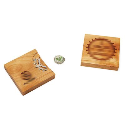 China Best Seller Innovative 2 in 1 Wooden Coaster Bottle Opener for sale