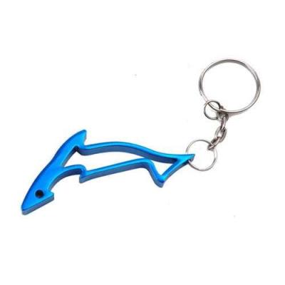 China Promotion Gift Cheap Marine Anodized Blue Aluminum Shark Keychain Bottle Opener for sale