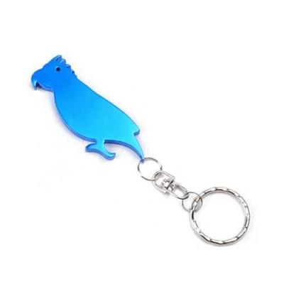 China Cheap Blank Engrave Laser Promotion Gift Aluminum Green Parrot Keychain Bottle Opener for sale