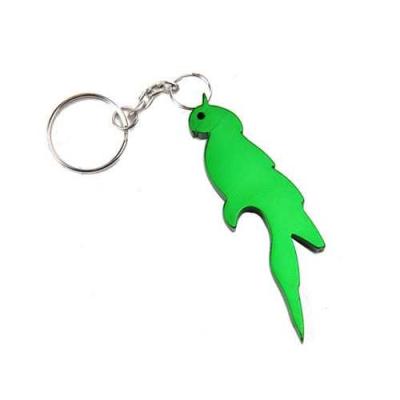 China Cheap Blank Engrave Laser Promotion Gift Aluminum Green Parrot Keychain Bottle Opener for sale