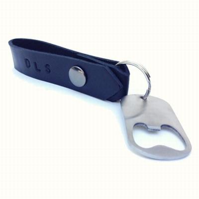 China Innovative Stainless Steel Dog Tag Leather Strap Engrave Laser Bottle Opener for sale