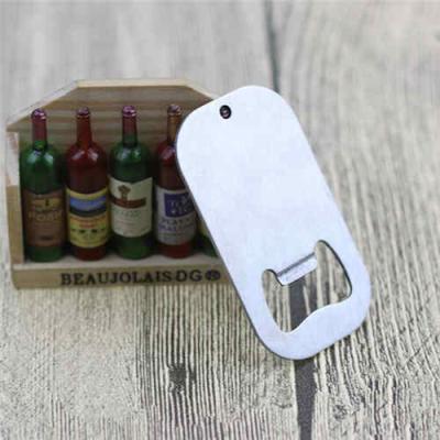 China Cheap Promotion Gift Blank Engrave Logo Stainless Steel Dog Tag Bottle Opener with Ball Chain for sale