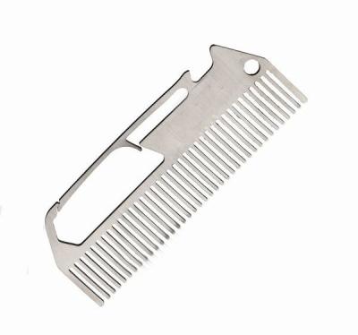 China Custom cool innovative men grooming gift, blank multi function credit card size wallet beard comb bottle opener for sale