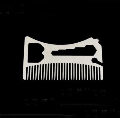 China Custom cool innovative men grooming gift, blank multi function credit card size wallet beard comb bottle opener for sale