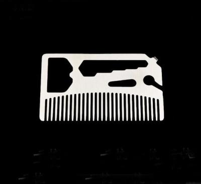 China Custom cool innovative men grooming gift, blank multi function credit card size wallet beard comb bottle opener for sale