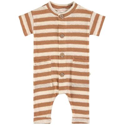 China Hot sale Wooden Buttons Cotton Stripe Knitted Newborn Toddler baby rompers for sale