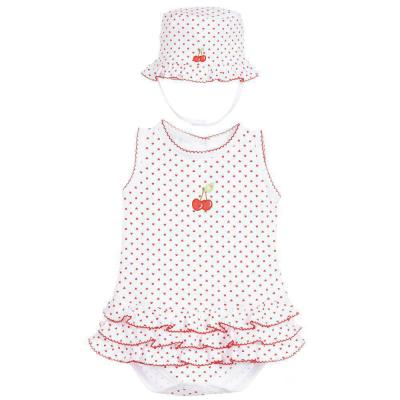 China Boutique Baby clothes summer cute bodysuit ruffle bottom love printing and cherry embroidery baby girl romper for sale
