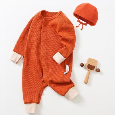 China 2023 Newborn Waffle Cotton Hood Romper Jumpsuit for Baby Girl Boy Baby Clothes Set Baby Romper for sale