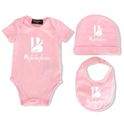 China Newborn Baby Clothes Soft Knit Short sleeves boutique Unisex Plain 3pcs Baby Clothing Sets for sale