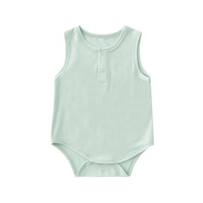 China Bamboo fiber 2023 summer thin rompers baby sleeveless vest bodysuits newborn jumpsuit for sale