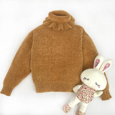 China Knitted Kids turndown neck turtleneck ruffle edge collar pullover Children Furry Sweater for sale