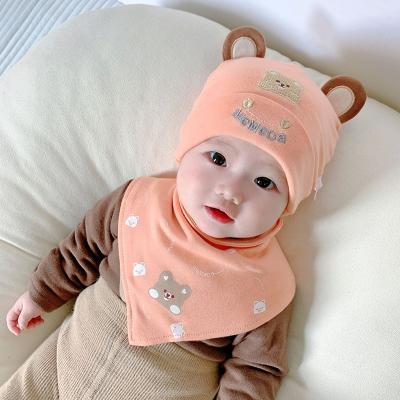 China Ins Hot Sales 2-Piece Adjustable Stretchy Soft Bibs Turban Top Hats Caps Knot Newborn Cotton Baby Bib Beanie Hat for sale