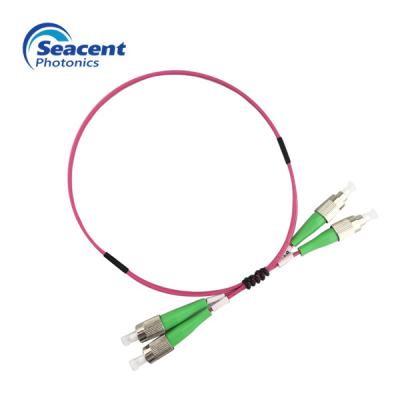 China Multimode Duplex Fc To Fc Fiber Patch Cord MM50/125 OM3 , APC Polish for sale