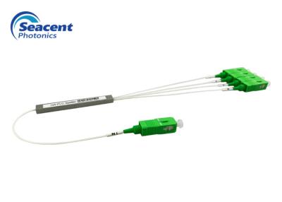 China Mini Type 1x4 Fiber Optic Plc Splitter With SC/APC Connector Low Insertion Loss for sale