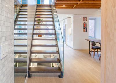 China laminated clear glass tread straight staircase with tempered clear glass railing for sale
