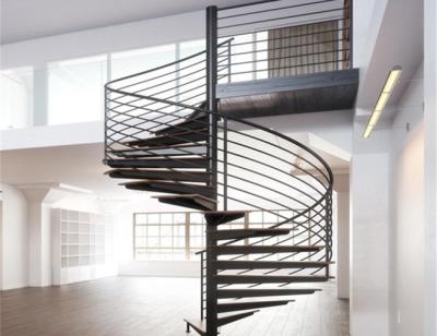 China 304s.s indoor spiral wooden stairs with rod bar railing for sale