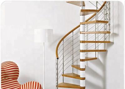 China hot model 316s.s indoor spiral wooden stairs with rod bar railing for sale