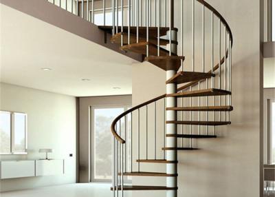 China hot model 40mm solid wood spiral stairs with rod bar railing for sale