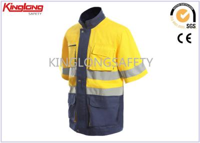 Cina L'alto short dell'abbigliamento di visibilità collega la chiusura con un manicotto fluorescente dello sparato con le chiusure lampo in vendita