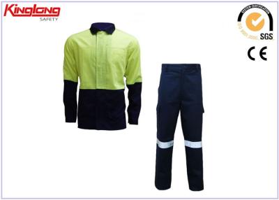 Cina Vestiti respirabili degli abiti da lavoro di visibilità dei blu navy gialli alti, ciao cotone 100% degli abiti da lavoro di forza in vendita