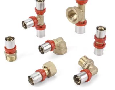 China 3/4 NPT Polished Brass Compression FittingsRed PEX Fittings Brass 1/2