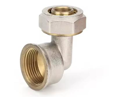 China NSF 61 Certified Brass Female Elbow Fittings PEX Fitting 16-32MM Female Thread Elbow PEX Compression Fitting for sale
