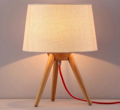 China Table bedside Wooden base linen lampshade simple style Bedside lamp LX102 for sale