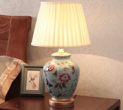 China Resin vase base fabric lampshade soft light elegance Bedside table reading lamp LX108 for sale