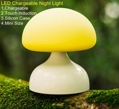 China Mini LED Touch adjust rechargeable light silicon rubber cute mushroom shape night sleep table lamp LX116 for sale