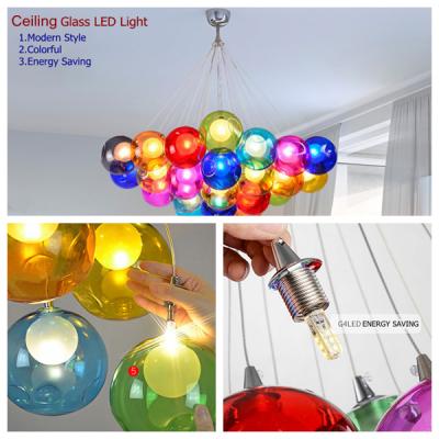 China Festival Bar Restaurant Cafe colorful glass LED home decorate lamp customized ceiling light chandelier TH101 for sale