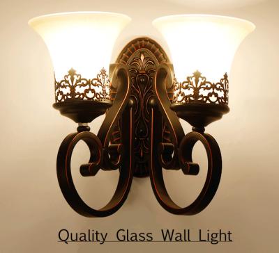 China Household interior glass shade Double head american style Wall lamp decorate light fixture  107 for sale