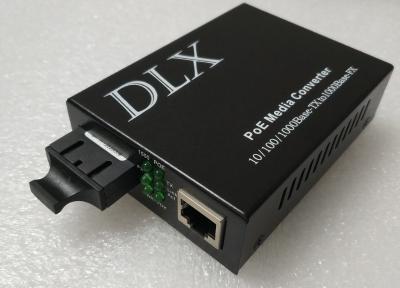 China POE IP Camera to fiber converter 10/100M/1000M POE IP Fiber Optical transmitter and receiver Single por POE Fiber media for sale
