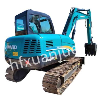 China Equipo de retroexcavadora usado de 8 toneladas Excavadora de segunda mano SUNWARD 80E en venta