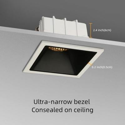 China Warm White Canless Square LED Spotlight 7W anti glare 3 Inch Cob Type for sale