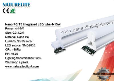 China Nano PC T5 integrated LED Tube 4-15W 90-95lm/W CRI>80Ra for Counter Display Lighting for sale