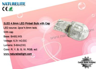 China Low Wattage WG 2LED 4.8mm Pinball LED Bulbs 6.3V Clear Energy Saving for sale