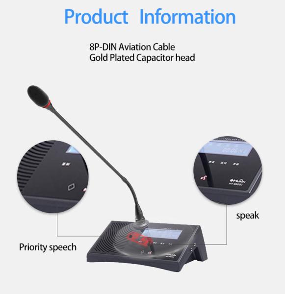 Quality Full Digital Desktop 8 Pin Wired Meeting Mic System for Conference Room with for sale