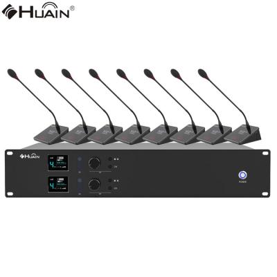 China HUAIN 8 Channel Wireless Microphone System Gooseneck Mic for Conference Room for sale