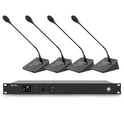 China Wireless Microphone System Pro UHF 4 Channel Lecture Desktop Gooseneck Mic for Karaoke Church Conference for sale
