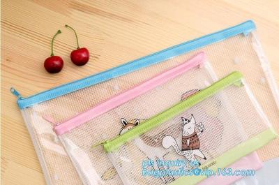 China Customized Mesh Pencil Bag A4 Travel Passport Pouch, Zipper Lock Document File Bag, pencil holder for sale