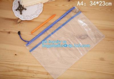 Китай Сумка документа нашивок сетки нейлона Multicolor для бумаги A4 и ручки, большого docume pvc папки файла молнии ясности емкости A2size продается